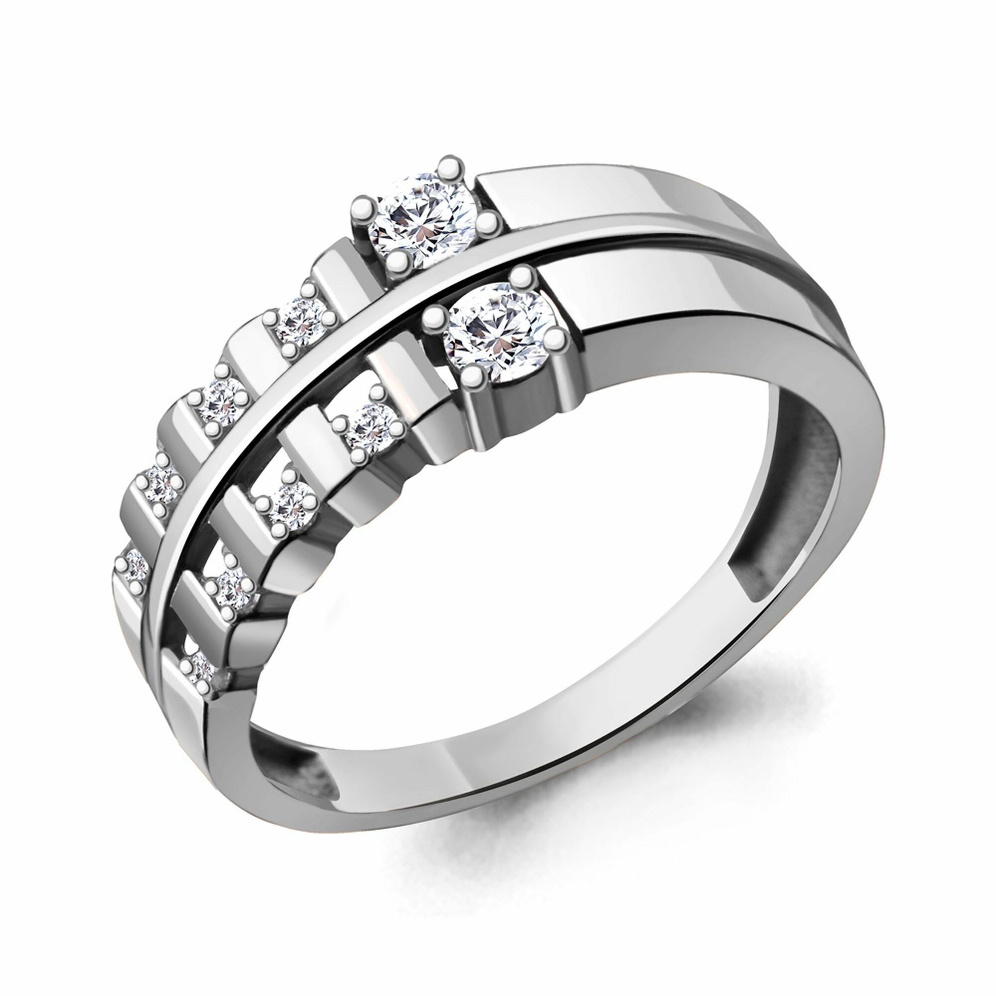 Кольцо дорожка, серебро, 925 проба, родирование, фианит