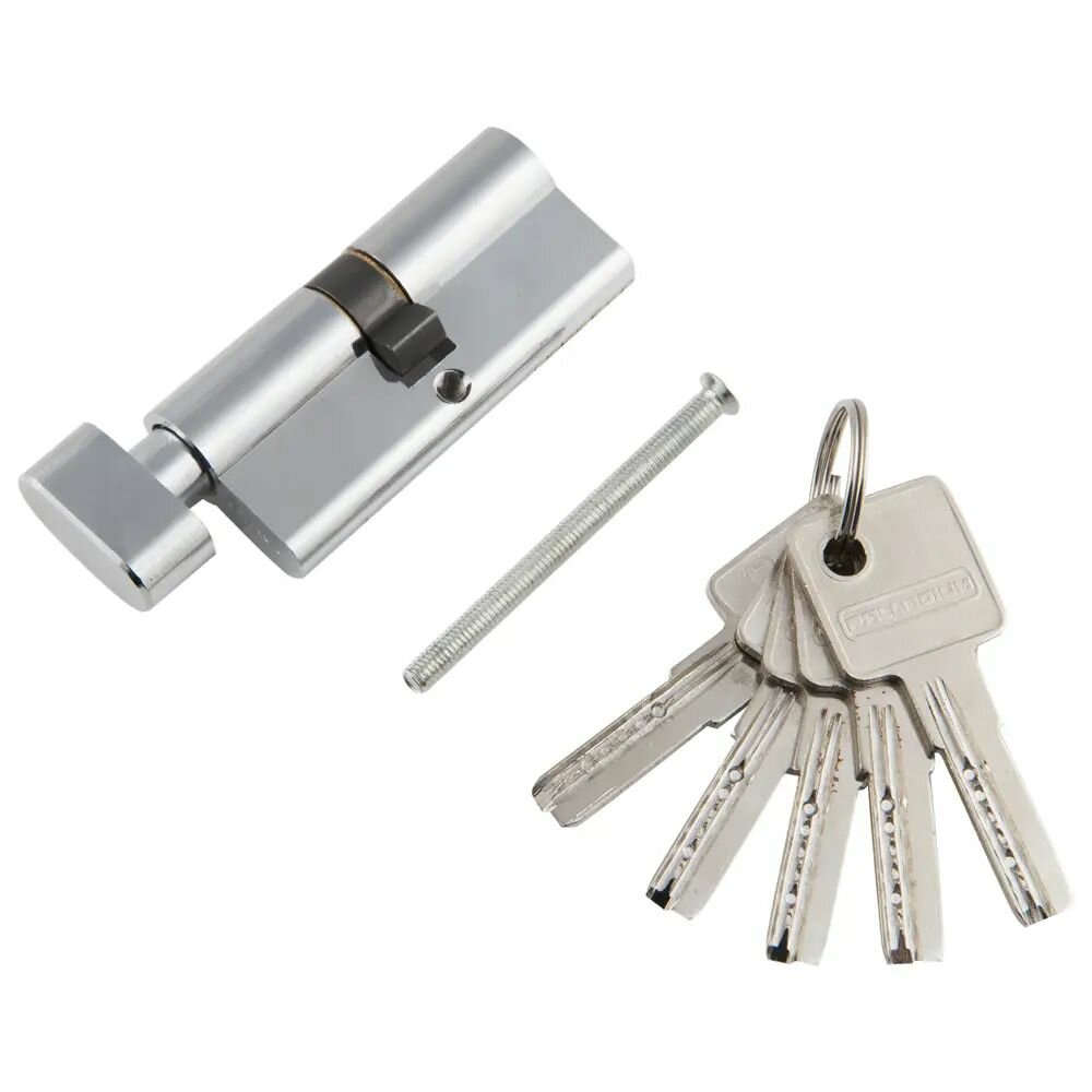 Цилиндр 70, 35x35 мм, ключ/вертушка, цвет хром