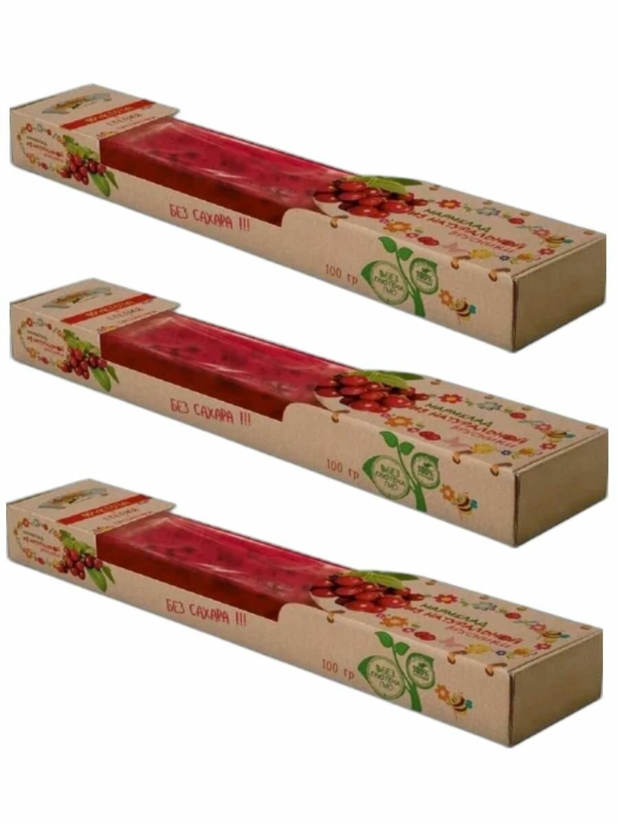 Мармелад без сахара из натуральных ягод Брусники 100 гр. (3 шт. в упаковке) (Эль-групп)