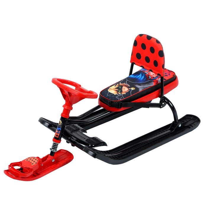 Снегокат «Тимка спорт 4-1 Леди Баг», с родительской ручкой, со спинкой и ремнём безопасности, ТС4-1/ЛБ1 Nika