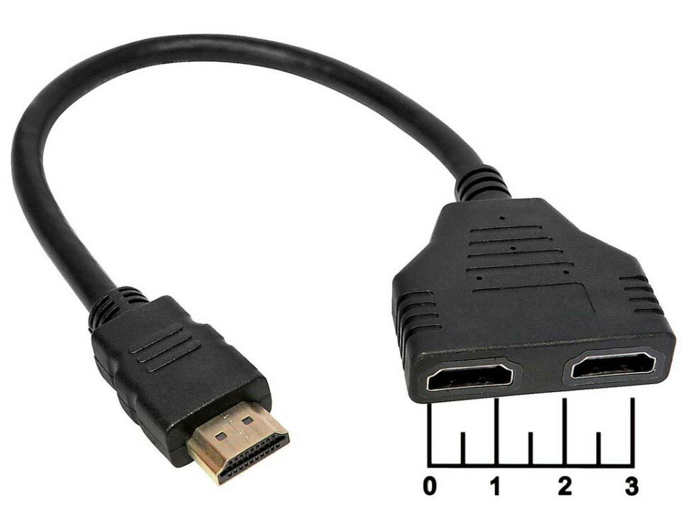 Переходник HDMI штекер/HDMI 2 гнезда 30см H-02