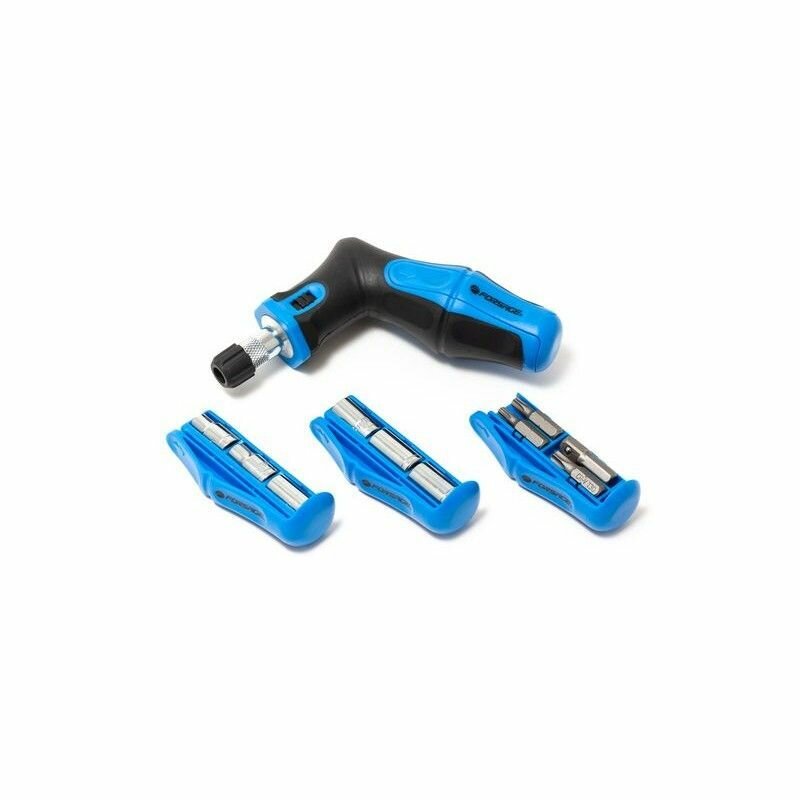 Отвертка угловая реверсивная с набором бит и головок, 24 предмета, в блистере+сумка Forsage