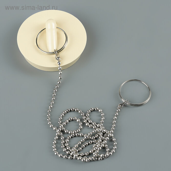 Пробка для ванны d=4 см, 4,5 см по верху, цепочка 55 см, цвет микс, 2481091 2 упаковки