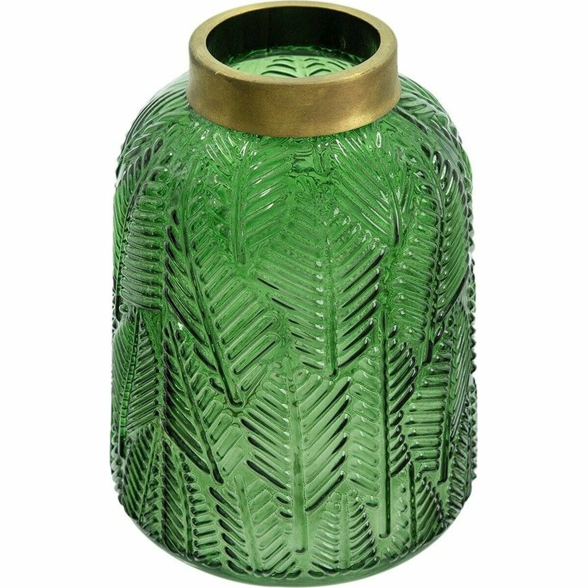 76889 Ваза настольная 15x15x20см, Стекло, металл, зеленая, Glasar
