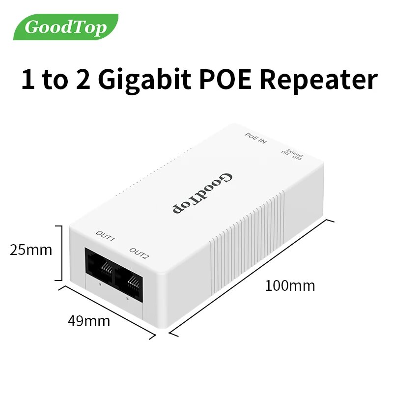 GoodTop 2-портовый POE ретранслятор 100M