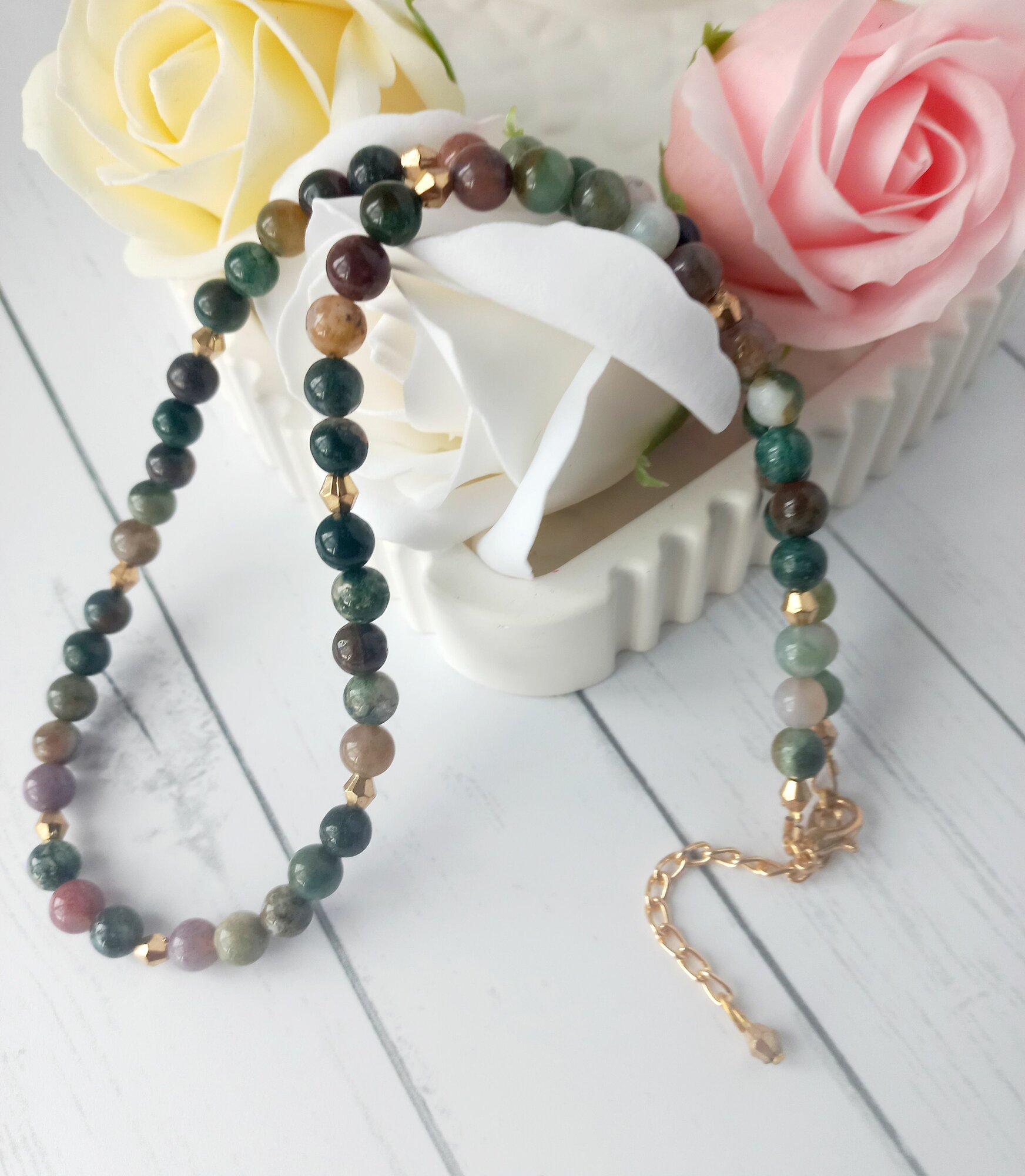 Бусы, яшма, комплект