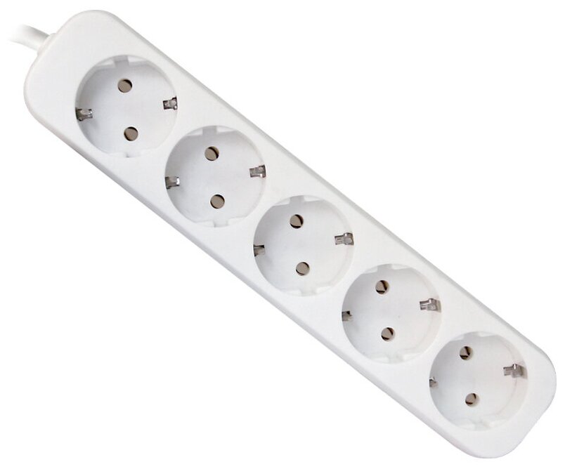 Удлинитель Defender E518, 5 розеток, с заземлением, 1,8м, белый