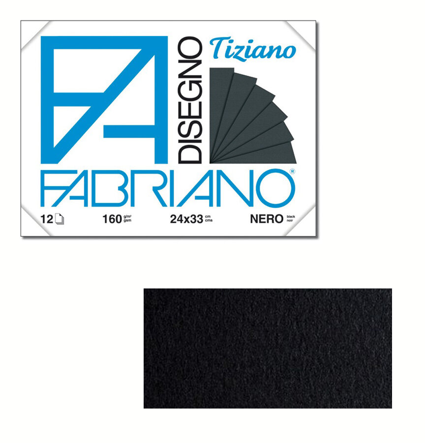 Склейка пастельной бумаги "TIZIANO" черная, 160гр, 24х33см, 12л.