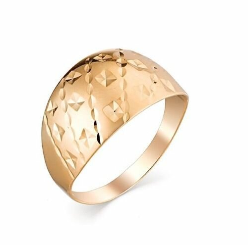 Кольцо широкое, красное золото, 585 проба, гравировка