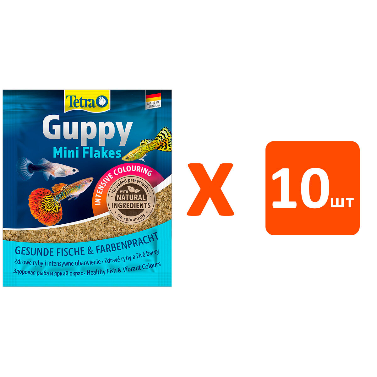 TETRA GUPPY MINI FLAKES корм хлопья для всех видов гуппи и других живородящих рыб (12 гр х 10 шт) (12 гр х 10 шт)