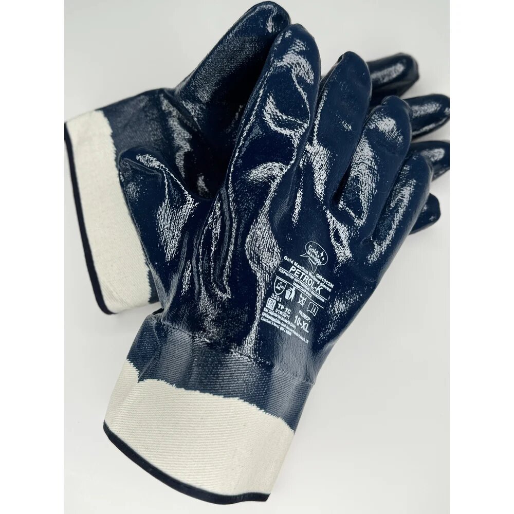 Нитриловые перчатки Gold Manibus Petrol-K с манжетом-защитная крага, р.10 (XL)