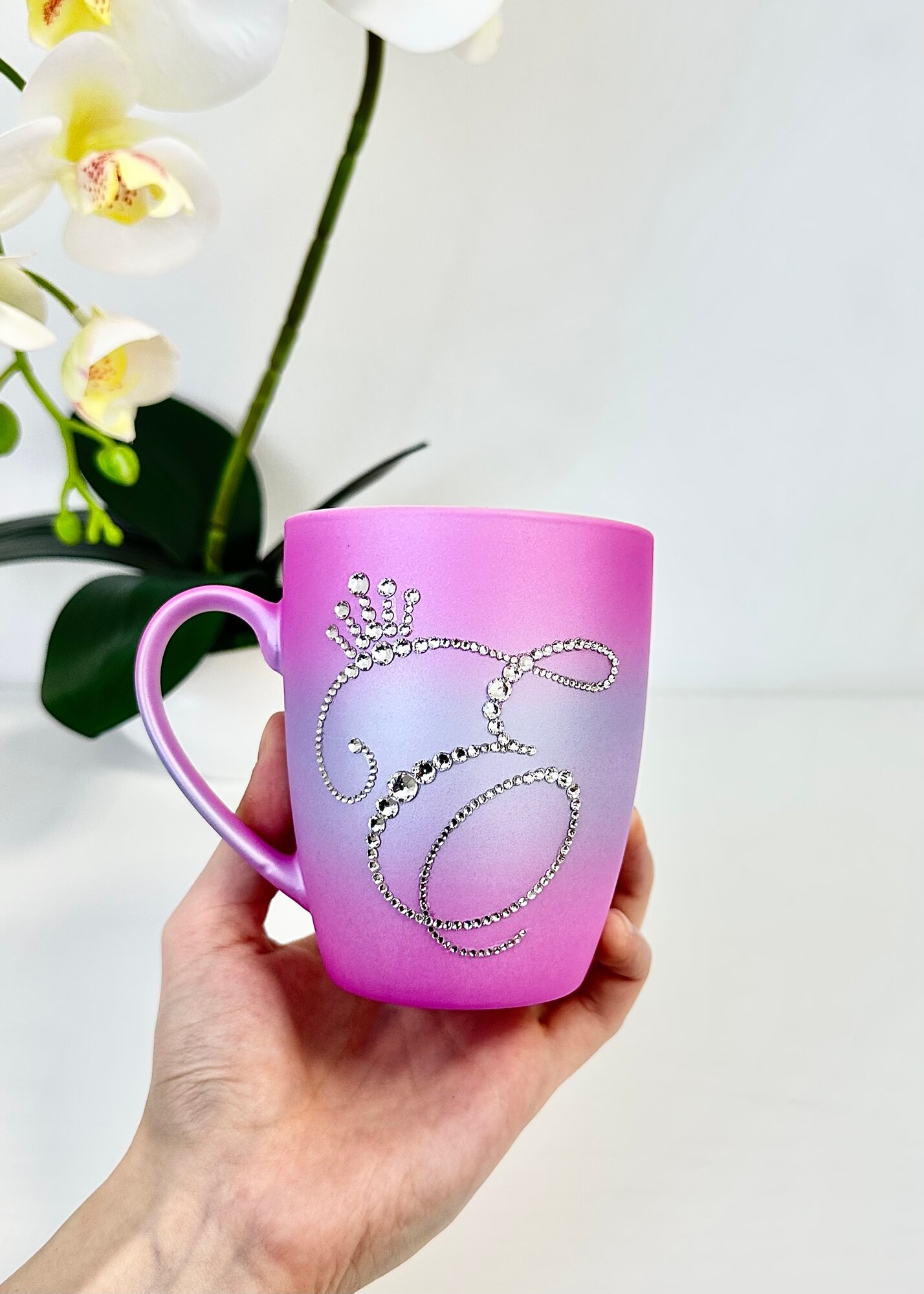 Керамическая кружка со стразами «Презент» для чая или кофе