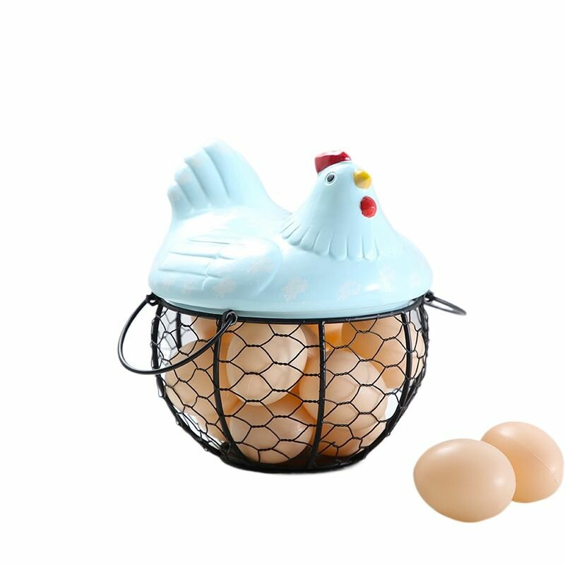 Симпатичная железная керамическая корзина для хранения куриных яиц и фруктов, кухонный инструмент