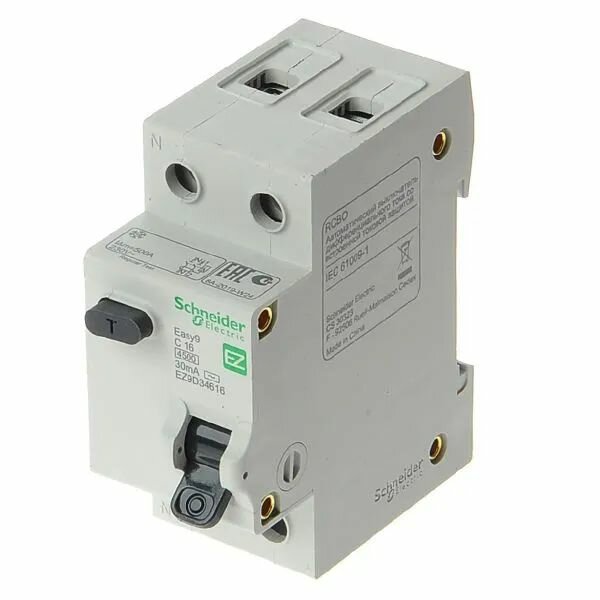 Выключатель автоматический дифференциального тока 2п (1P+N) C 40А 30мА тип AC 4.5кА EASY9 2мод. SchE