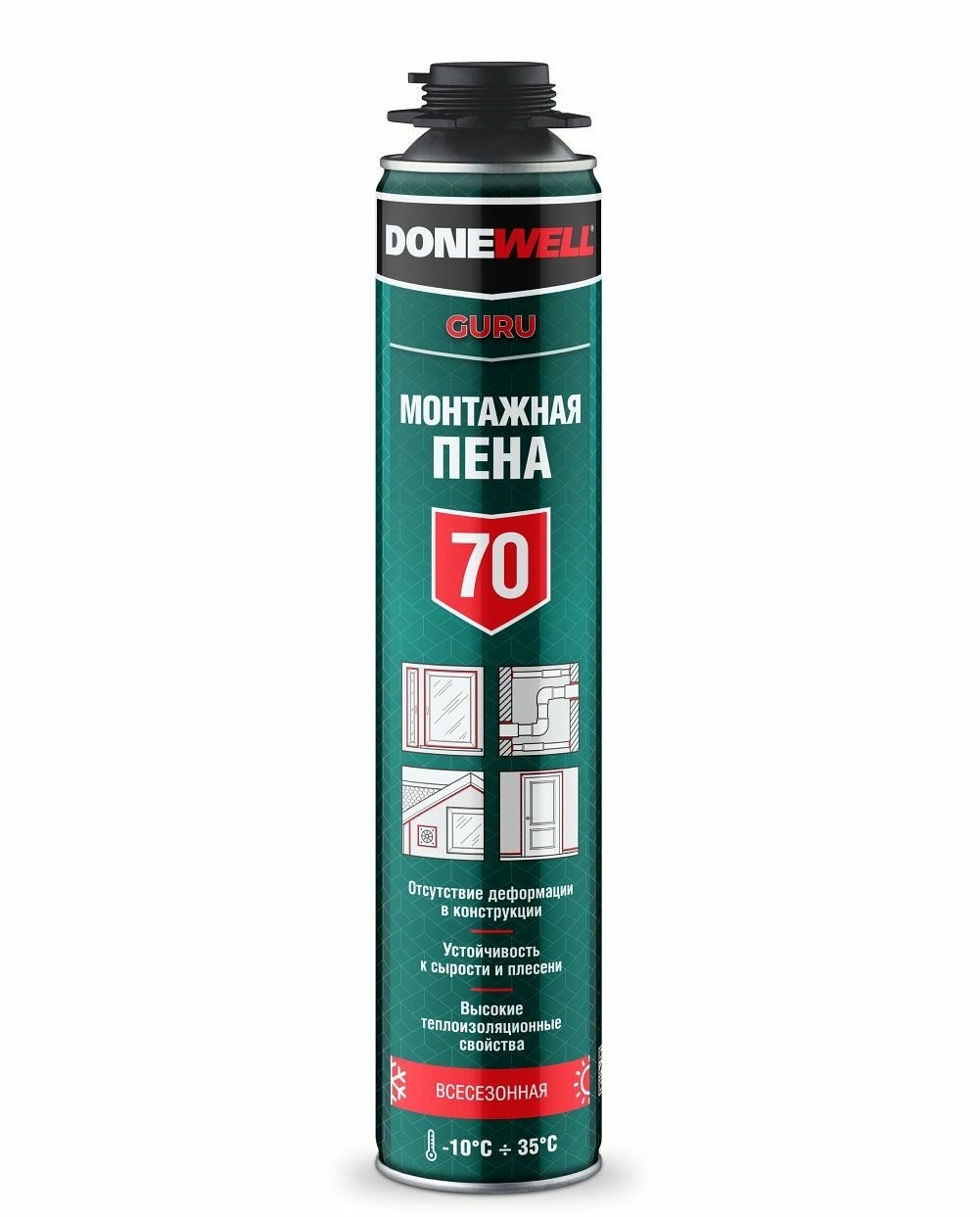 DONEWELL 70 пена монтажная, профессиональная, всесезонная, 1000 мл