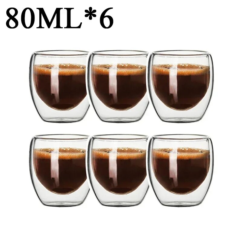 Кружки RSCHEF из боросиликатного стекла 2-18 шт 80ML 6PCS