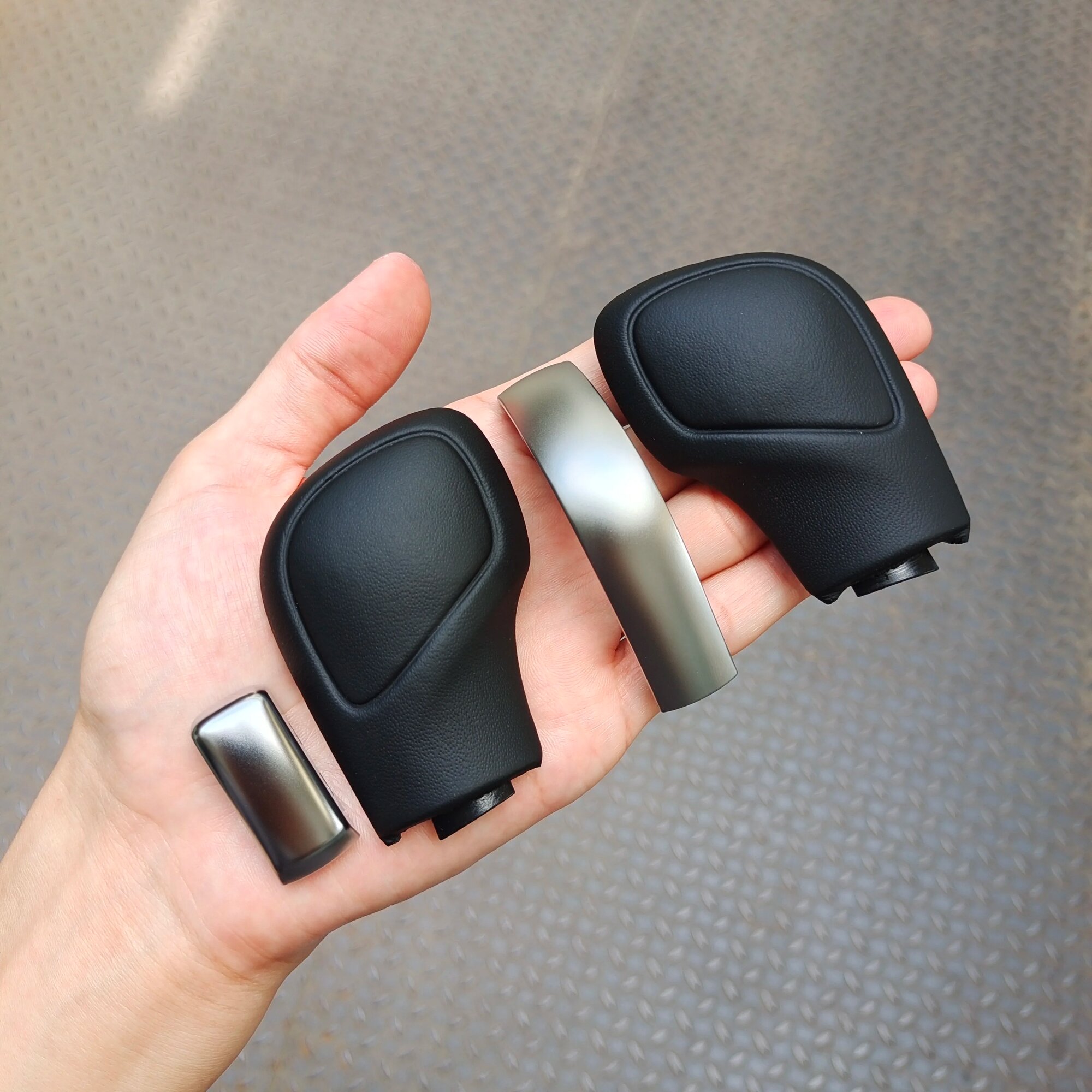 Хромированная матовая с кожаной ручкой переключения передач, боковая крышка DSG, 4PCS Matte NO DSG