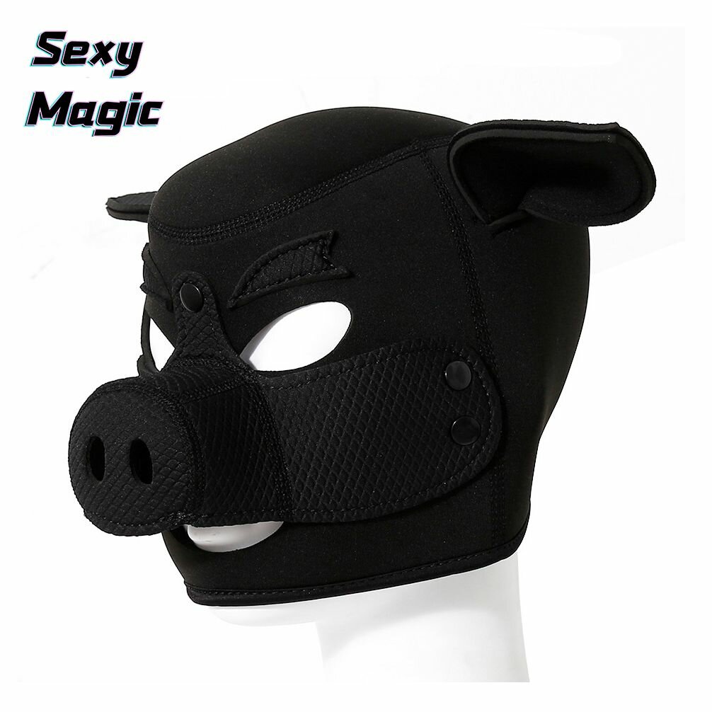 Маска БДСМ (черный) / БДСМ головной убор / Унисекс маски для косплея свинья
