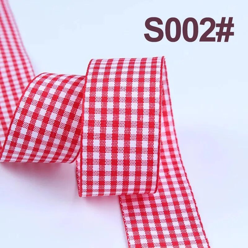 Клетчатая репсовая лента Lucky Bay 5 ярдов Красный, S002, 10mm