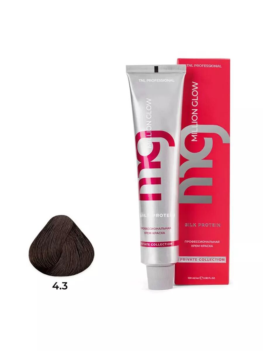 Крем-краска для волос Million glow Private collection Silk protein 4.3