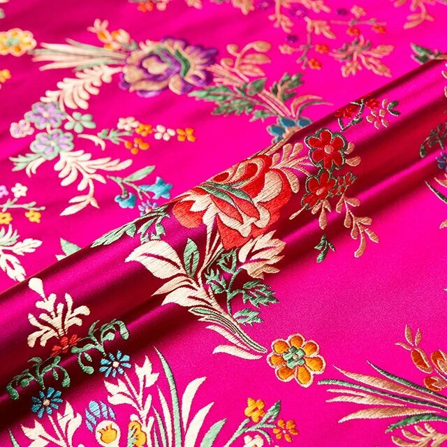 Парчовая жаккардовая ткань с цветочным узором для шитья Розовый, meihong