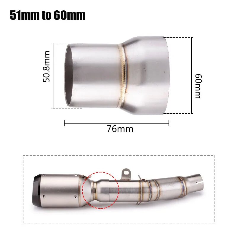 Универсальные адаптеры для выхлопных труб мотоцикла 60-51 мм из нержавеющей стали с ЧПУ, адаптер для преобразования мотоцикла, разъем 61-51 мм