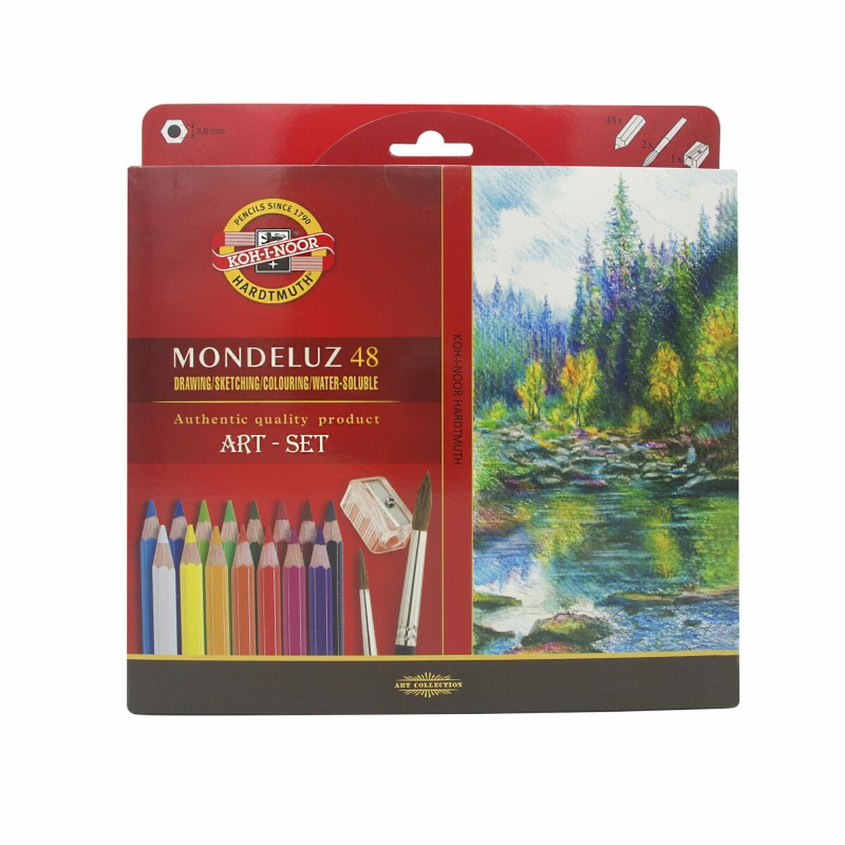 Карандаши акварельные 48 цветов Koh-I-Noor Mondeluz Nature (L=175мм, d=4мм, 6гр) (3713048001KZNV)