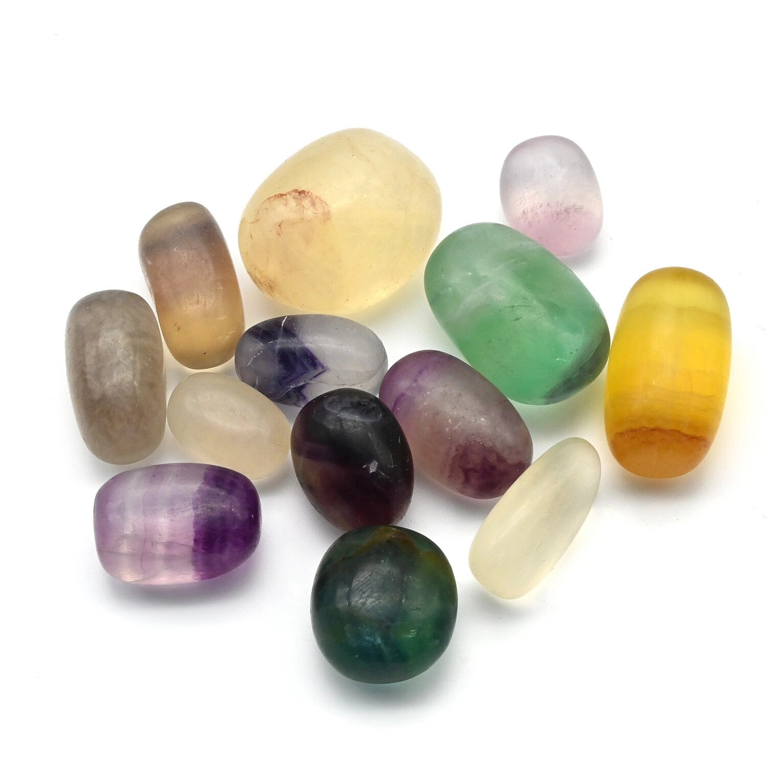 Флюорит галтовка фракция 15-30мм, упаковка 200г .