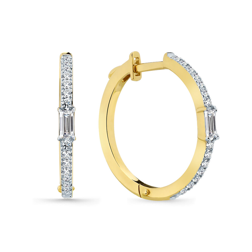 Серьги, желтое золото, 585 проба, бриллиант