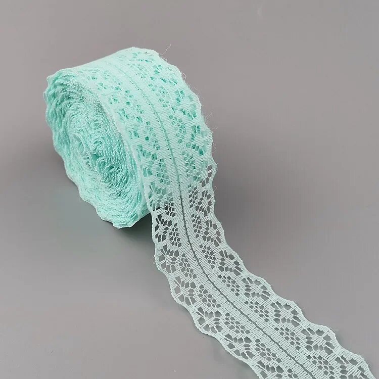 Кружевная лента бирюзовая 30mm, 10 м