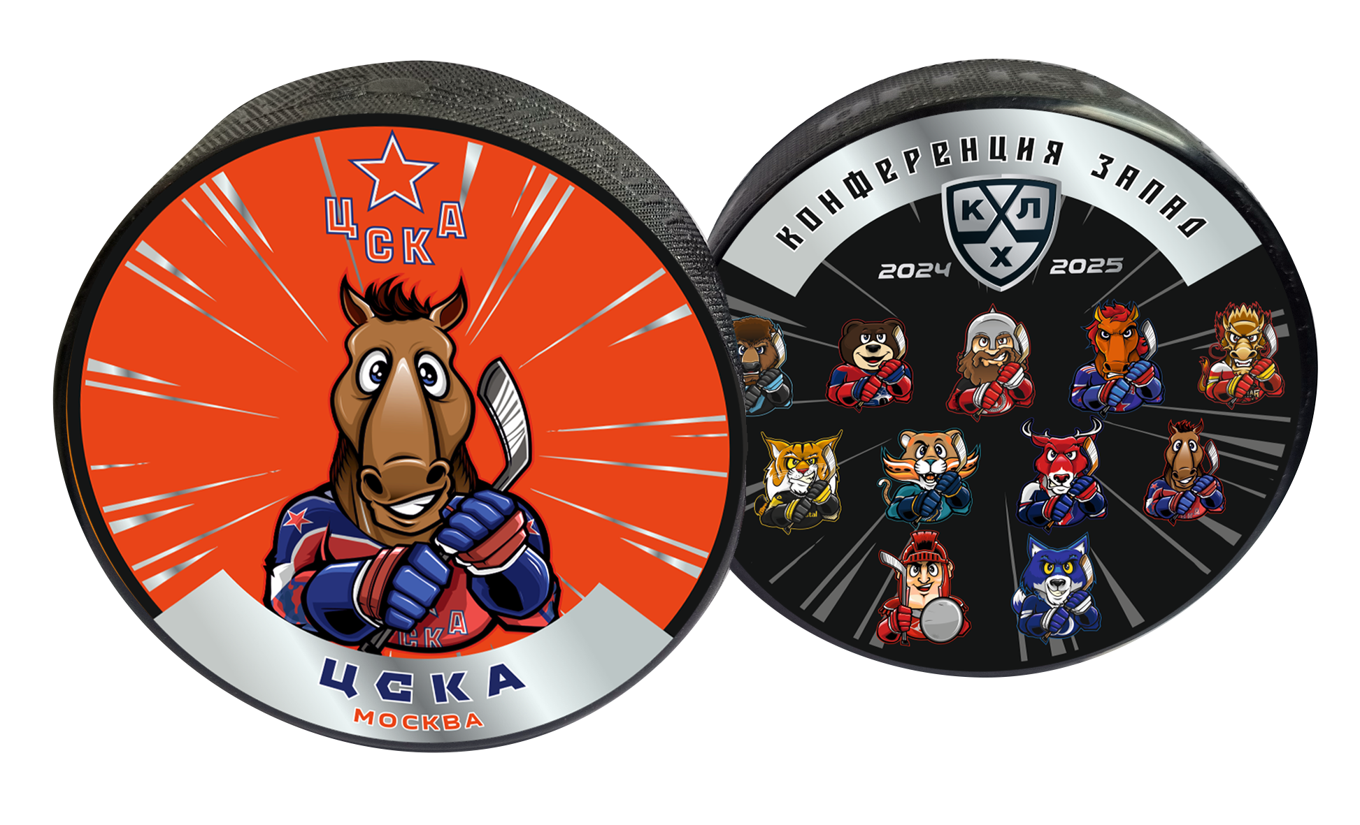 Шайба хоккейная "ExpoState - OFFICIAL" (Запад - ХК ЦСКА талисман 2024-25 цветная двустор.)