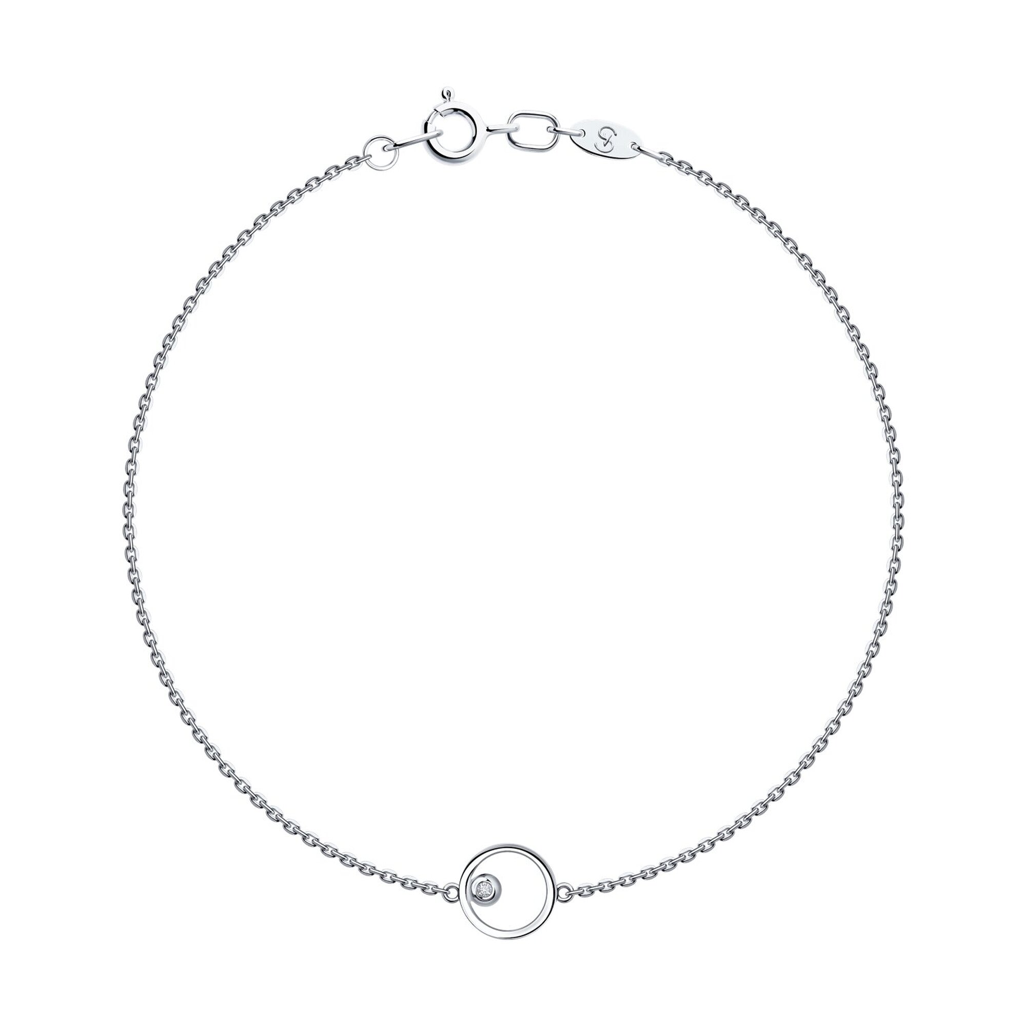 Браслет, белое золото, 585 проба, бриллиант