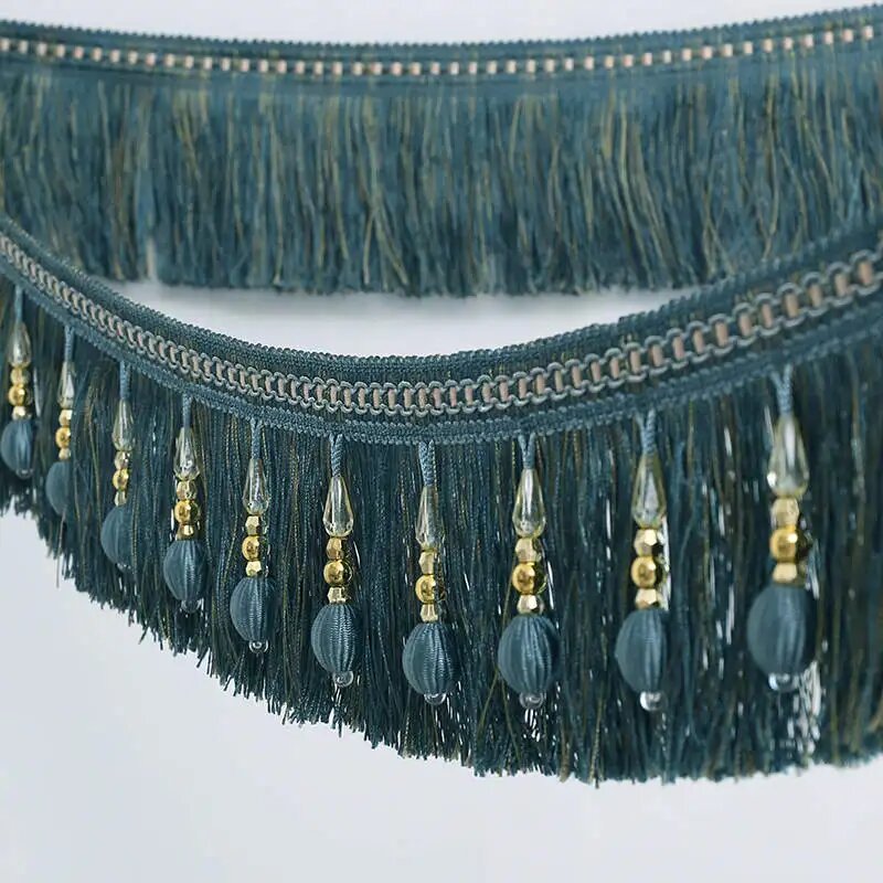 Кружевная тесьма с бахромой и бисером 1 метр 3