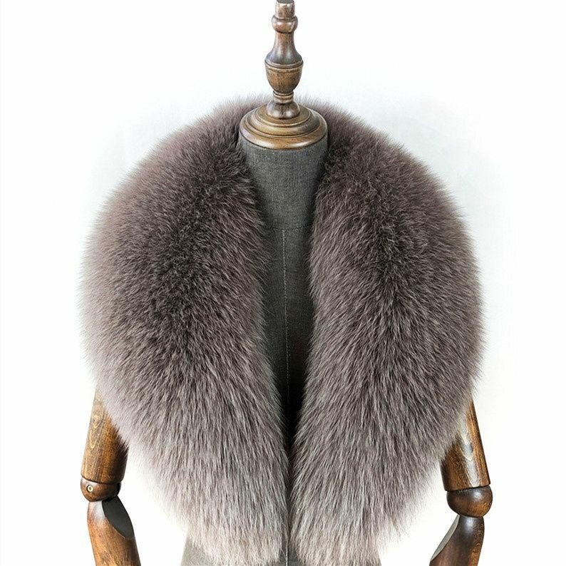 Горжетка, на капюшоне, съемный воротник, женский, 100% лисий мех