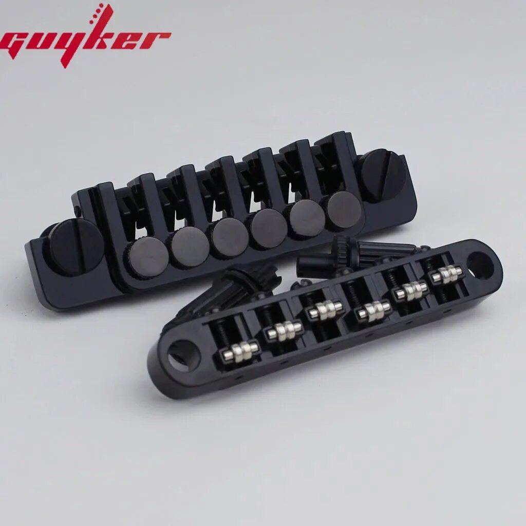 GUYKER GM005+TP6 Бридж Tune-O-Matic с роликовым седлом, черный