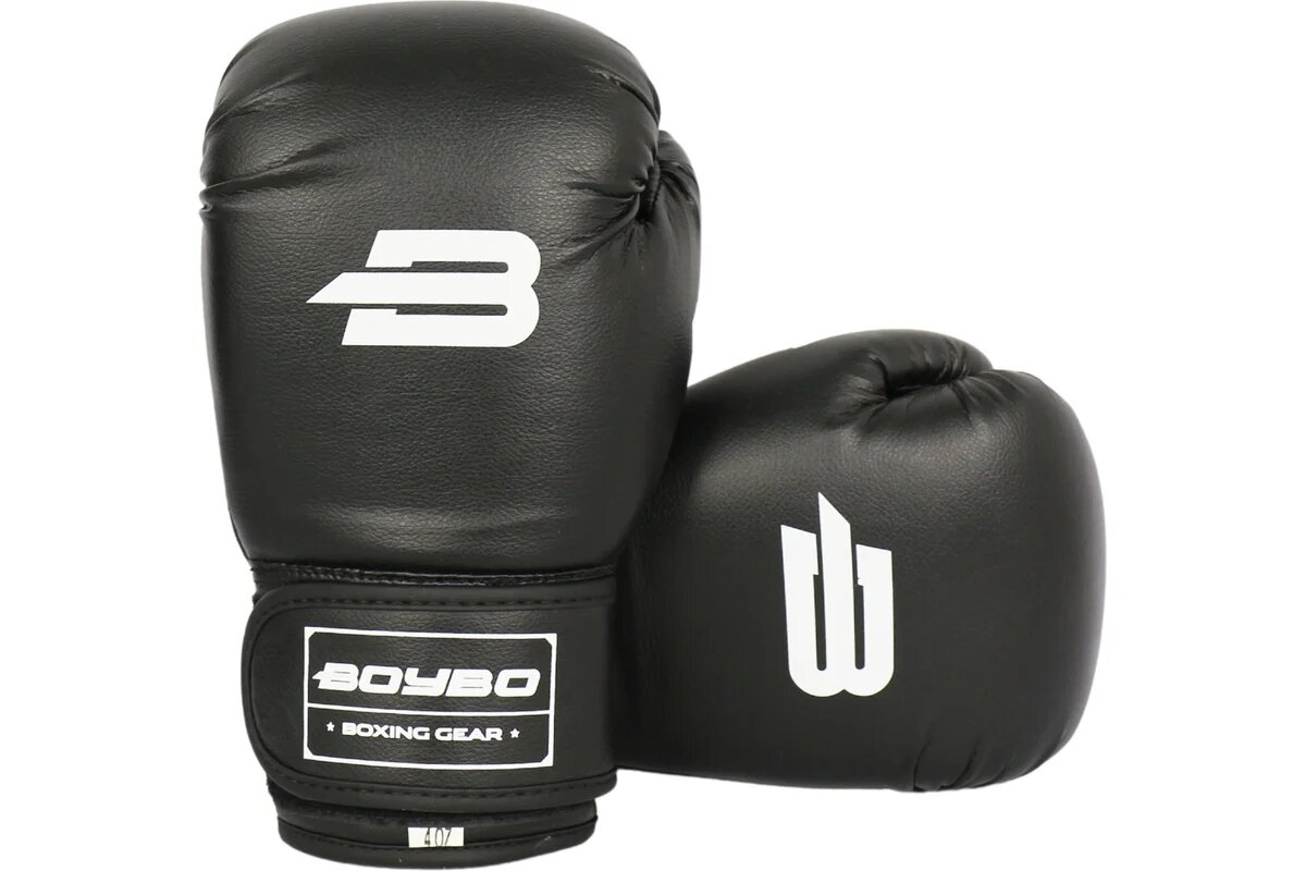 Boybo Перчатки боксёрские basic, bbg100 черные 4631143613565