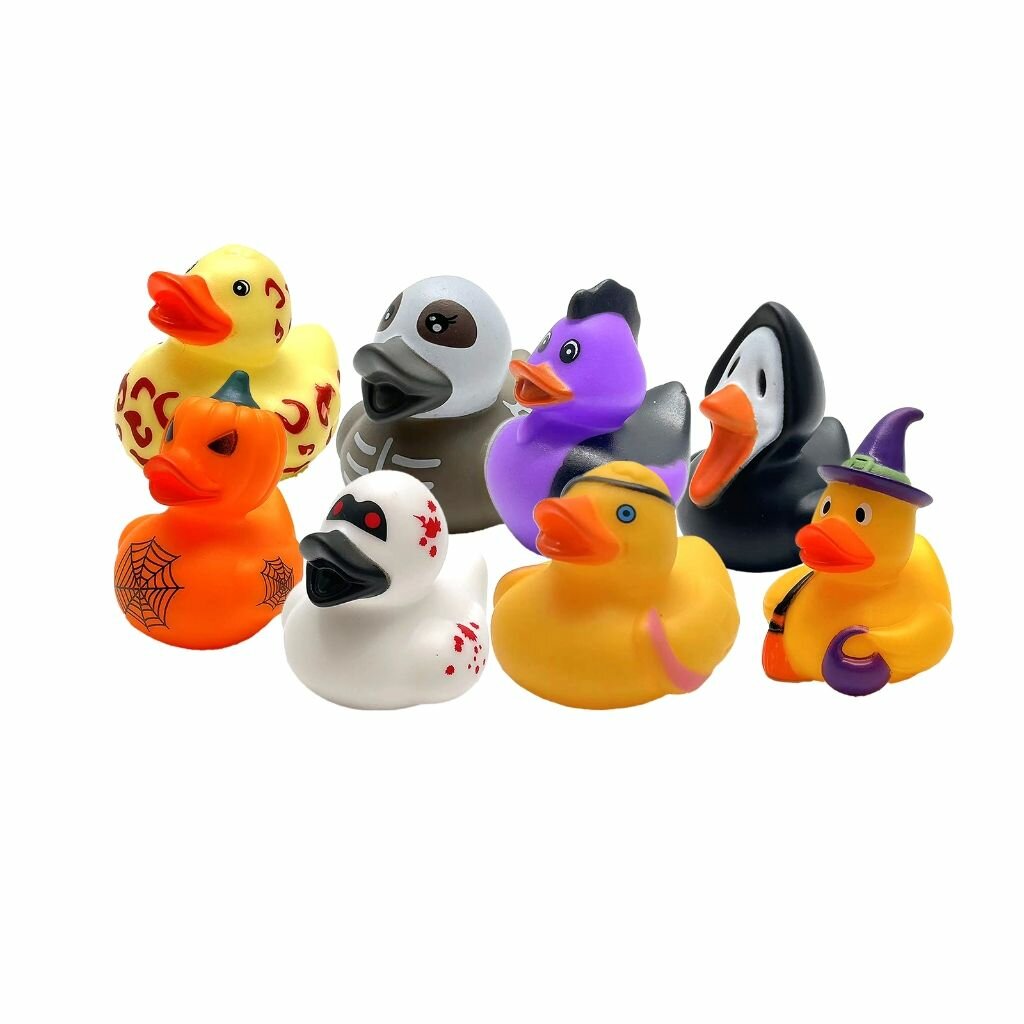 Забавные игрушки, Желтая утка на Хэллоуин 24 смешанных призрачных тыквенных утки-призрака 2 дюйма - 8 штук, 1 пакет