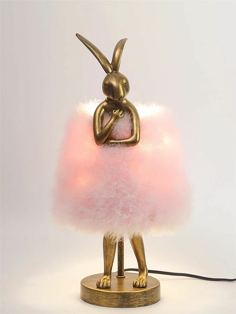 Светильник настольный светодиодный, настольные лампы с золотым кроликом из смолы, защита глаз для домашнего декора, прикроватное освещение для офиса и кабинета