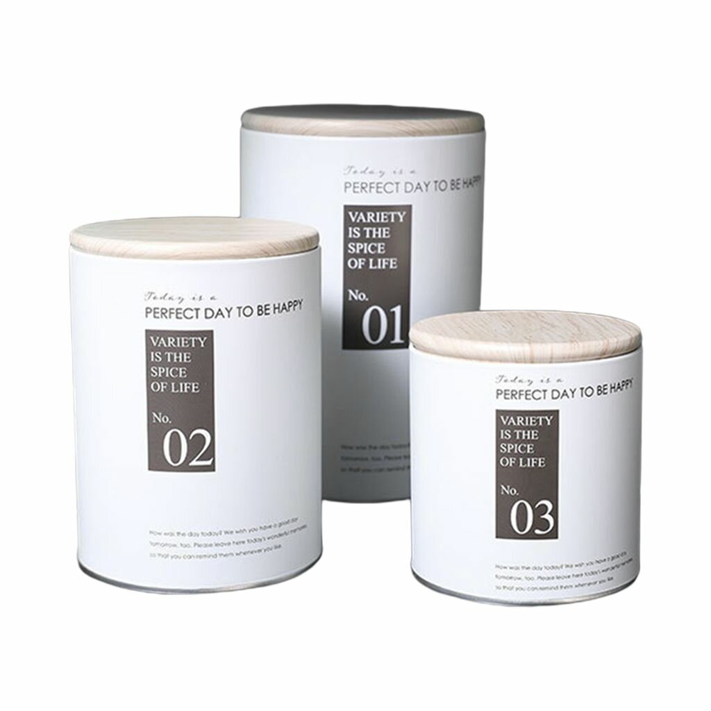 (1 комплект) 3 круглые жестяные банки, запечатанные белой пленкой