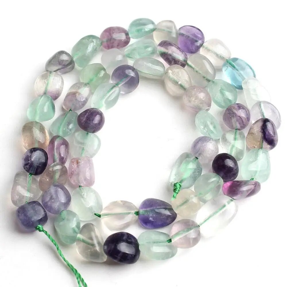 Бусины натуральные Апатит Кианит Кварц, 6-8 мм, цвет: colorful flourite