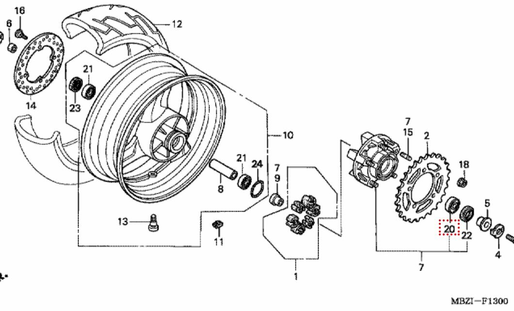 Шариковый радиальный подшипник 63/22; Артикул Honda: 91051MAS003 (Оригинал)