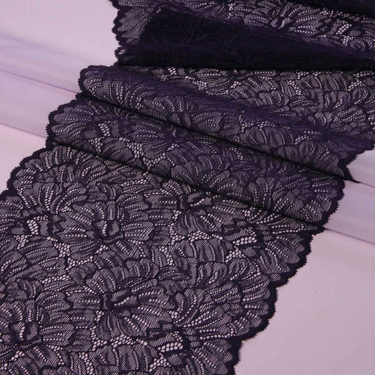 Кружево эластичное 24см*13,72м (C147 темно-синий)