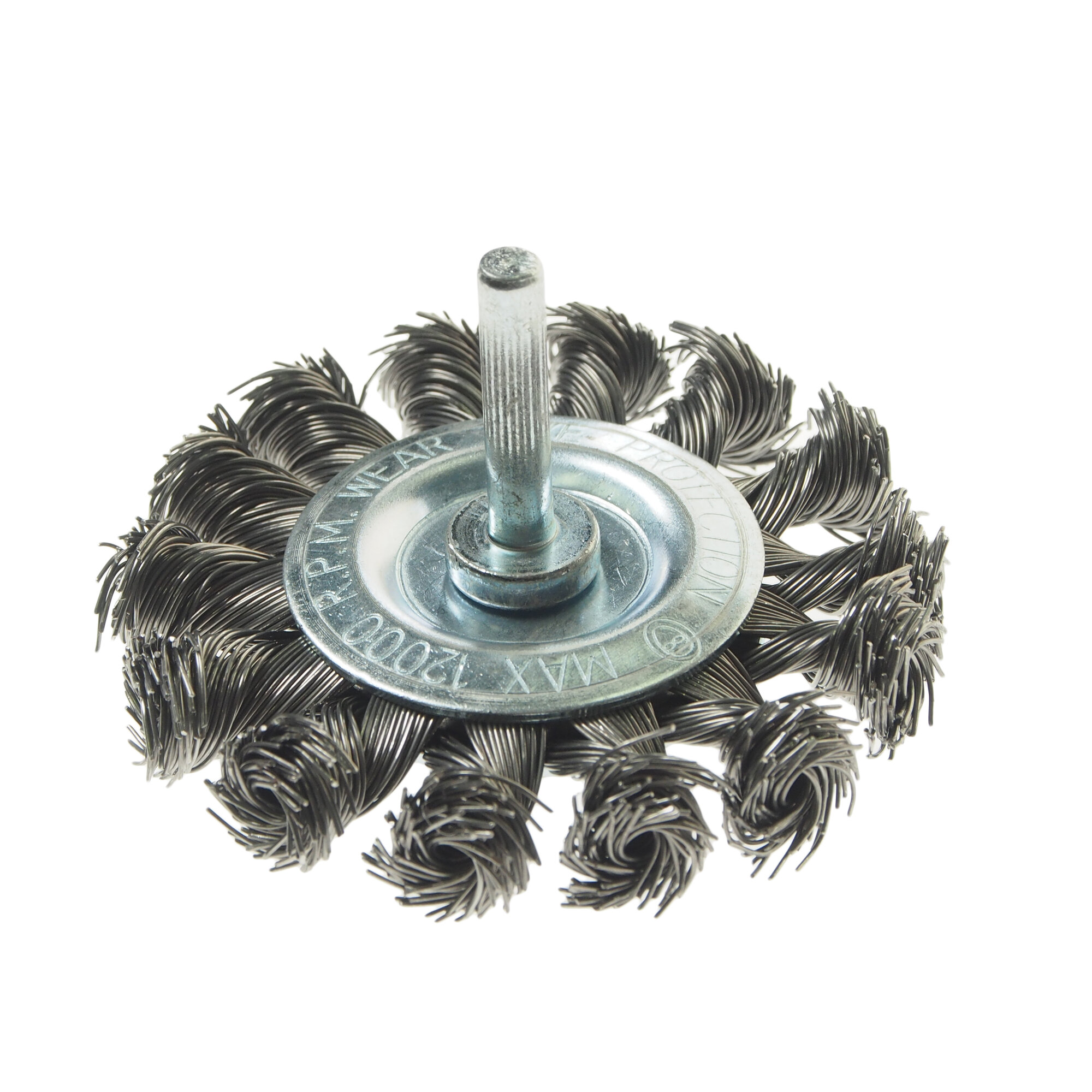 Щетка для дрели 75мм "Плоская" со шпилькой 6мм, стальная проволока 0,5мм (макс. 12000 об/мин.)в блистере эврика ER-22075