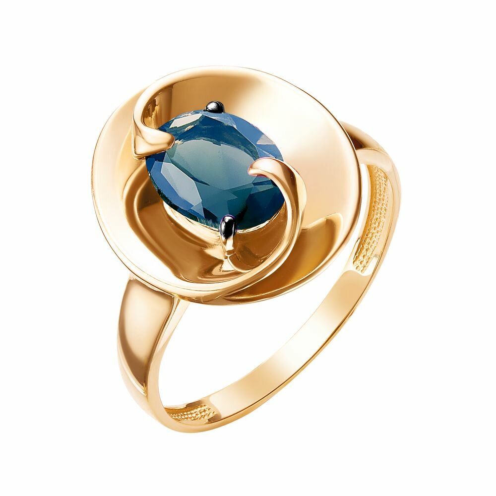 Кольцо, красное золото, 585 проба, родирование, Лондон топаз