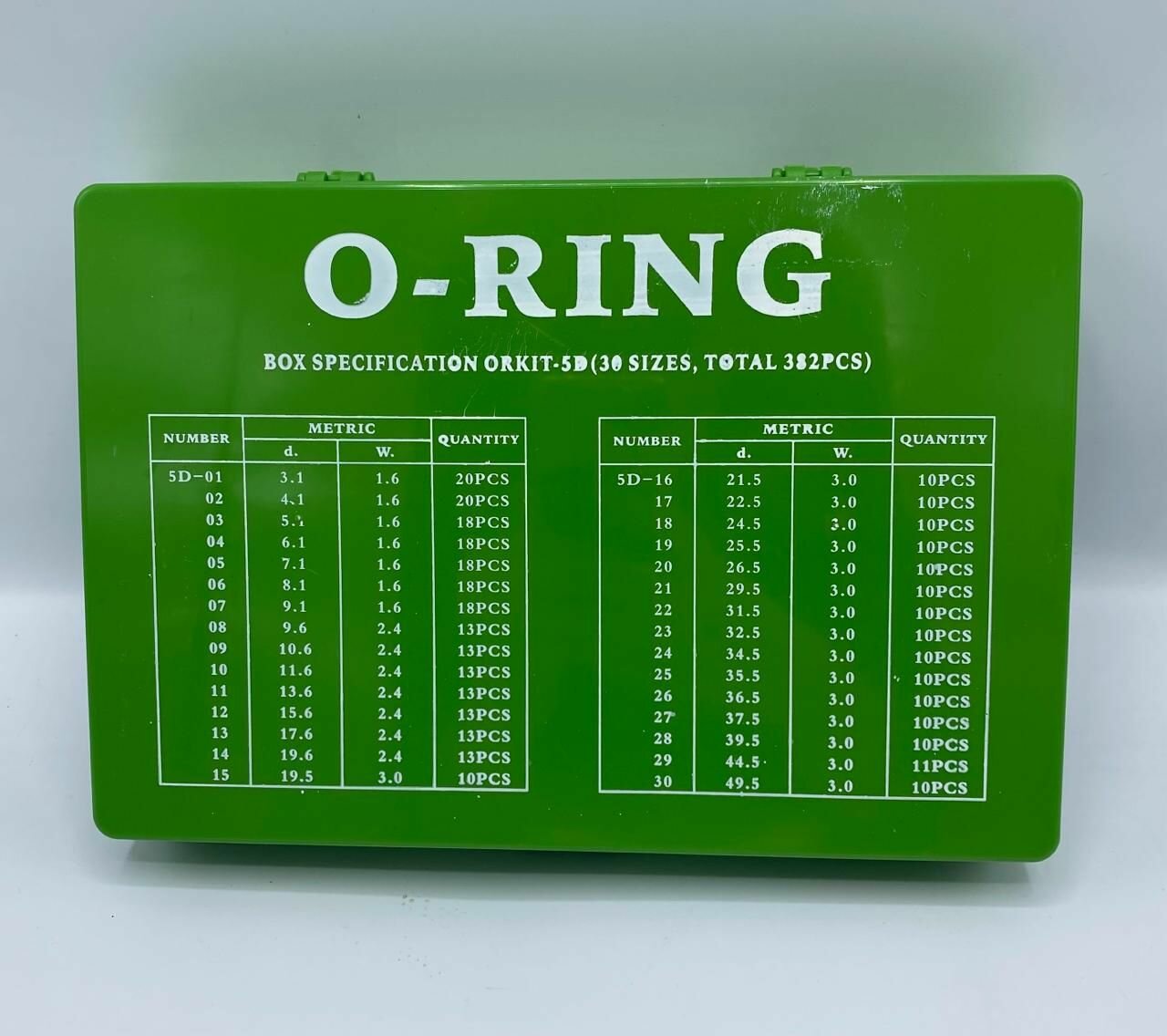 Набор резиновых колец 30 размеров 382шт.(5D) зеленые