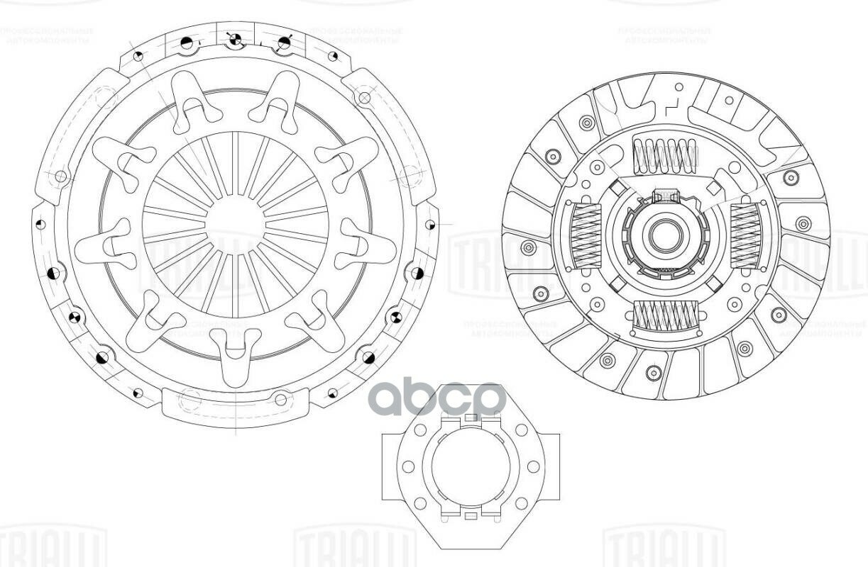 Комплект сцепления в сборе для автомобилей Fiat Panda (03-) 1.2i (5MT) с муфтой Trialli арт. FR1611