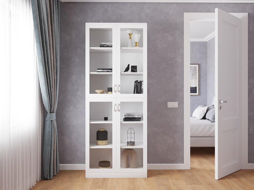 Книжный шкаф МебельЛэнд24 Библиограф - 2 №2 Белый 90x50x200