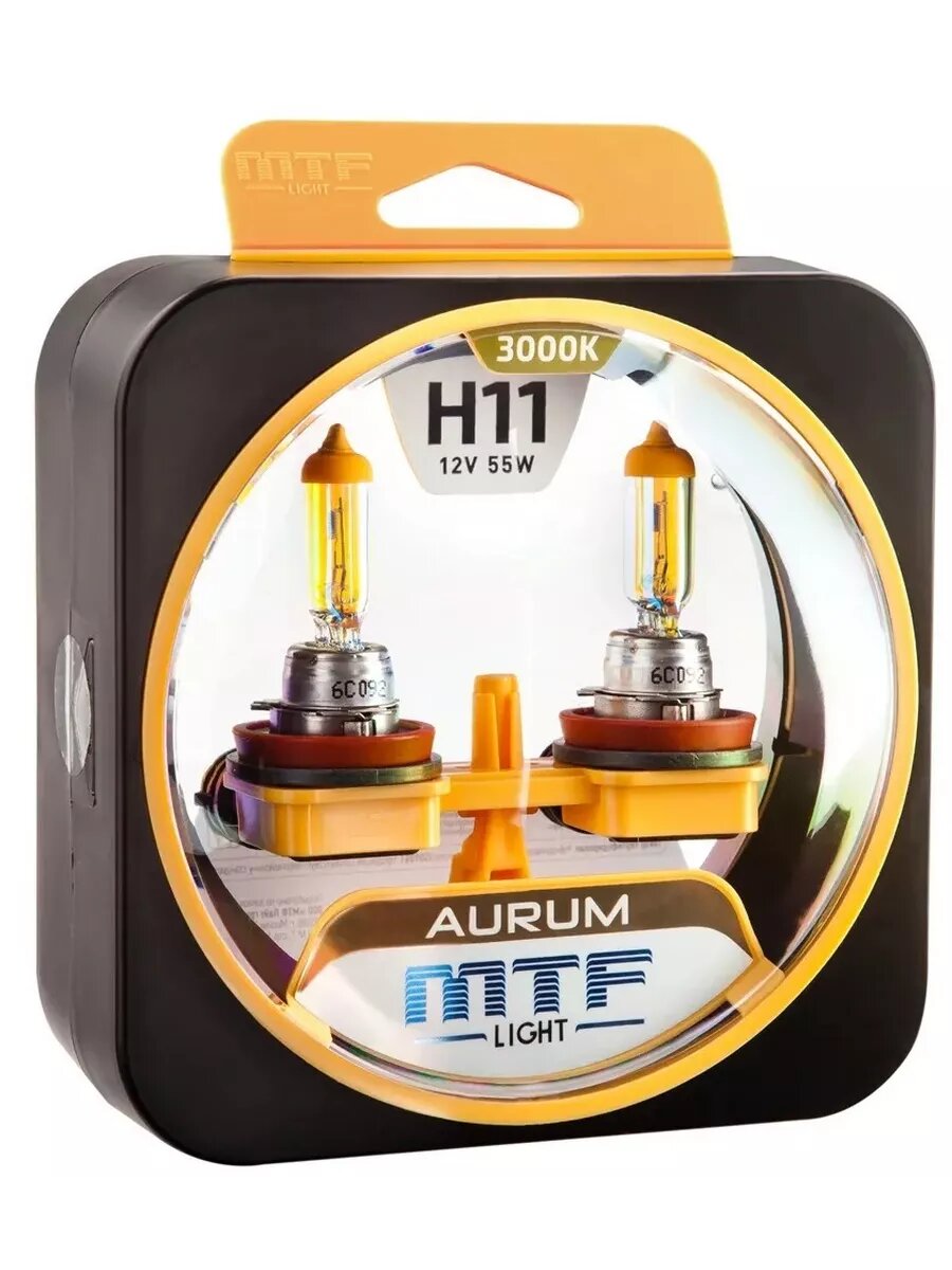 Лампы H11 галогеновые MTF AURUM 3000К желтые для авто