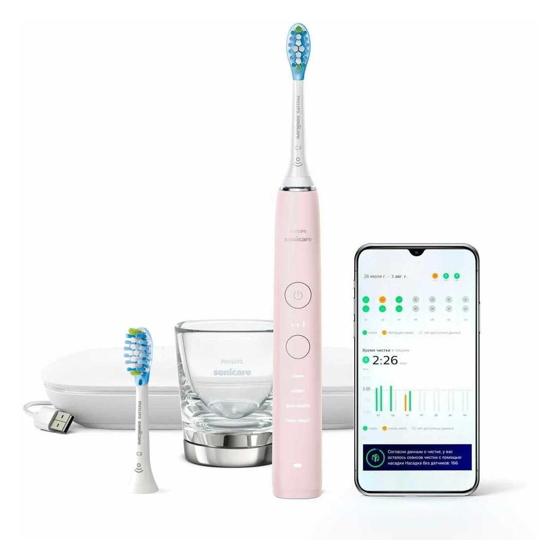 Электрическая зубная щетка Philips Sonicare Sonicare DiamondClean HX9912/78, розовый
