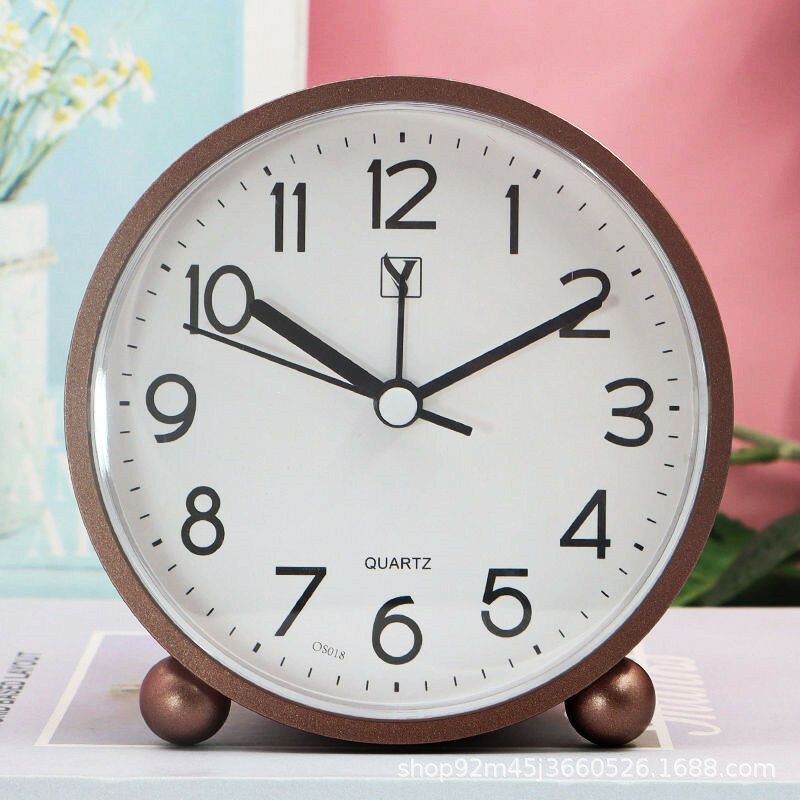 Будильник ретро металлический 5inch настольный бесшумный прикроватный модный настольный часы для гостиной спальни европейские простые настольные часы